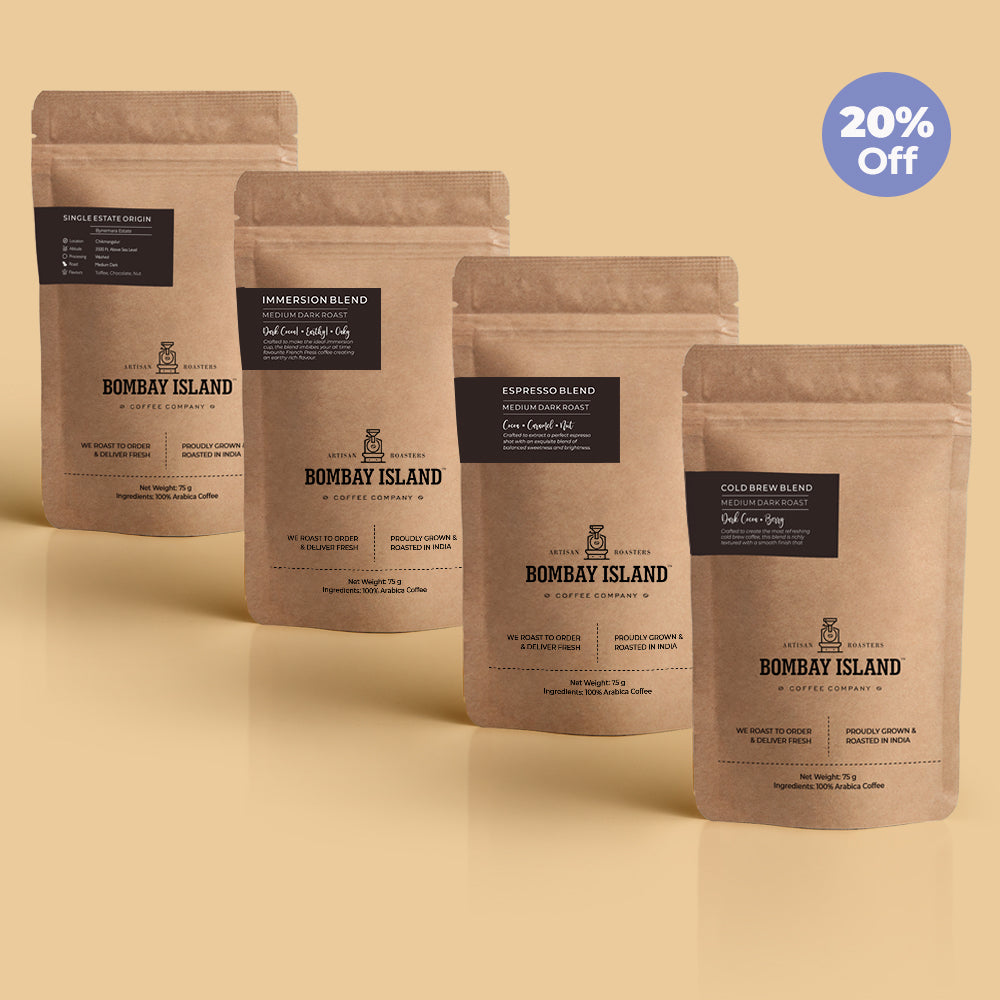 Medium-Dark Roast Taster Pack - (4 packs x 75 gm each) | 20% Off on Ch ...